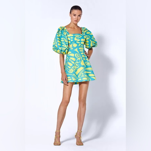 Alexis | Dresses | Alexis Blue And Yellow Mini Dress | Poshmark